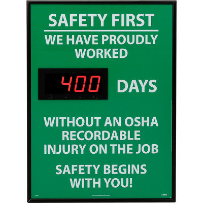 Digital Safety Scoreboard Sign - Safety First, We Have Proudly, OSHA
