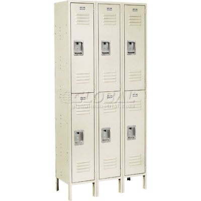 Infinity® Double Tier 6 Door Locker, 12"Wx18"Dx36"H, Tan, Assembled